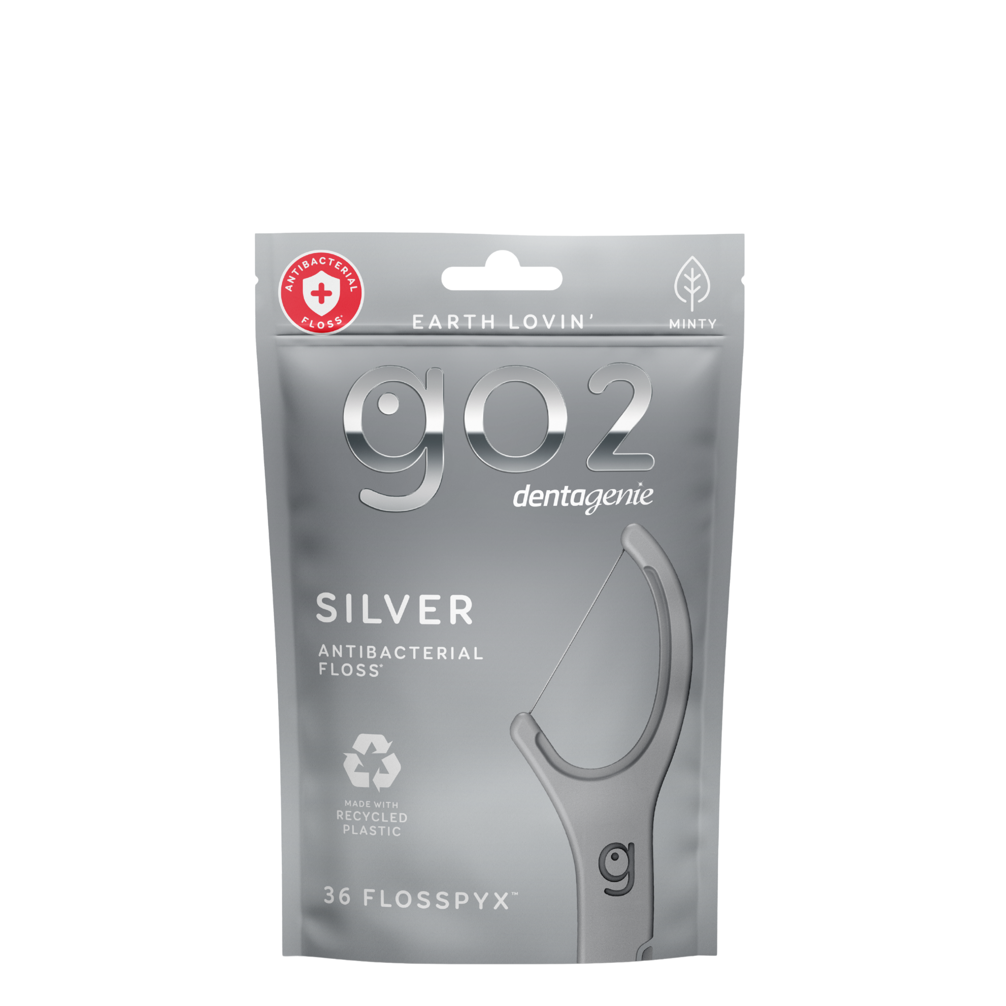 Go2 Dentagenie Flosspyx - Silver Antibacterial – Beauty Garage NZ